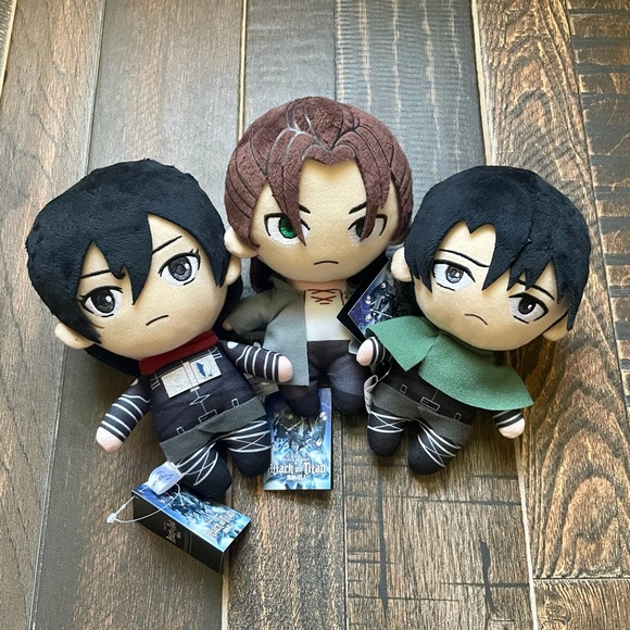 Toys | Nwt Attack On Titan 7 Plushies Set Of 3 | Poshmark